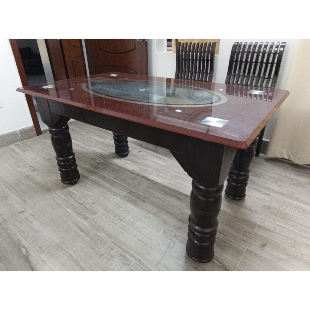 6-Seat Dining Table with Glass Top and Chairs - SoUnique.PK